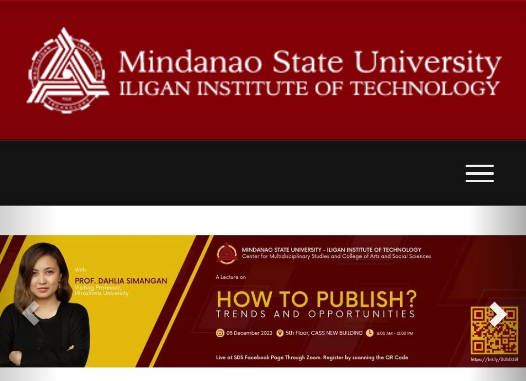 Visiting Professorship at Mindanao State University-Iligan Institute of ...